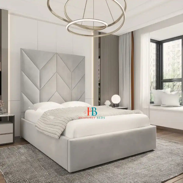 Florida Panelled Tall Headboard Bed Frame - Kingsize Luxury Bed ...